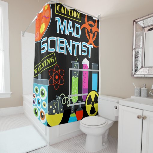 Science Lab Mad Scientist Kids Shower Curtain | Zazzle