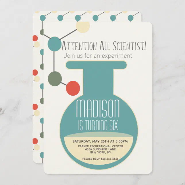 Science Laboratory Chemistry Birthday Party Invitation | Zazzle