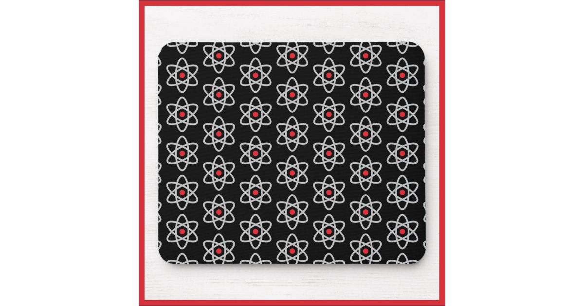 Science Lover Black and Red Atom Mousepad | Zazzle
