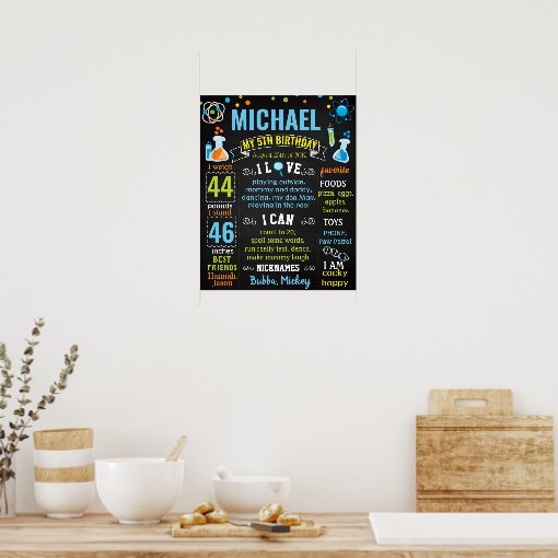Science Mad Scientist Birthday chalkboard Poster | Zazzle