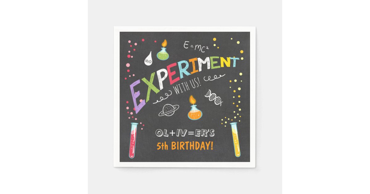 Science Paper Napkin Experiment Lab Birthday Party | Zazzle