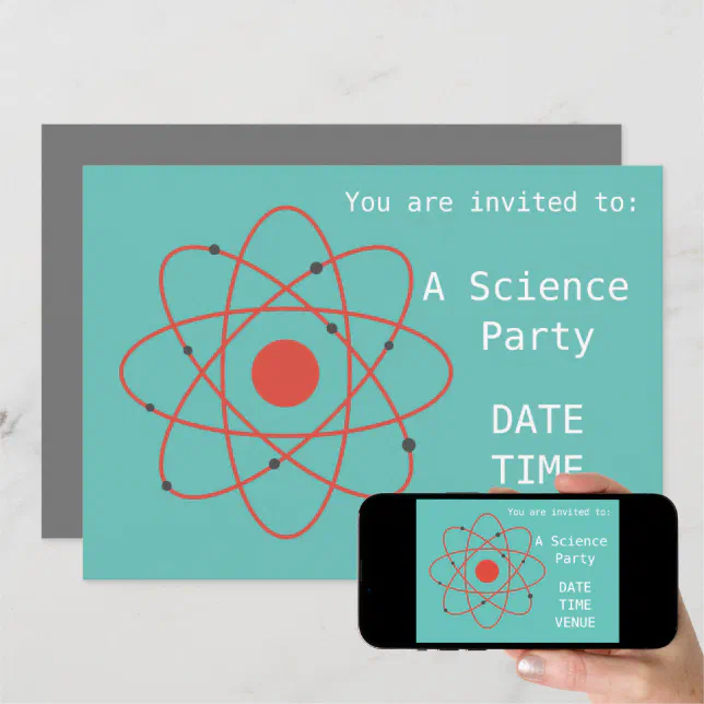 Science party atoms and physics Party Invitation | Zazzle