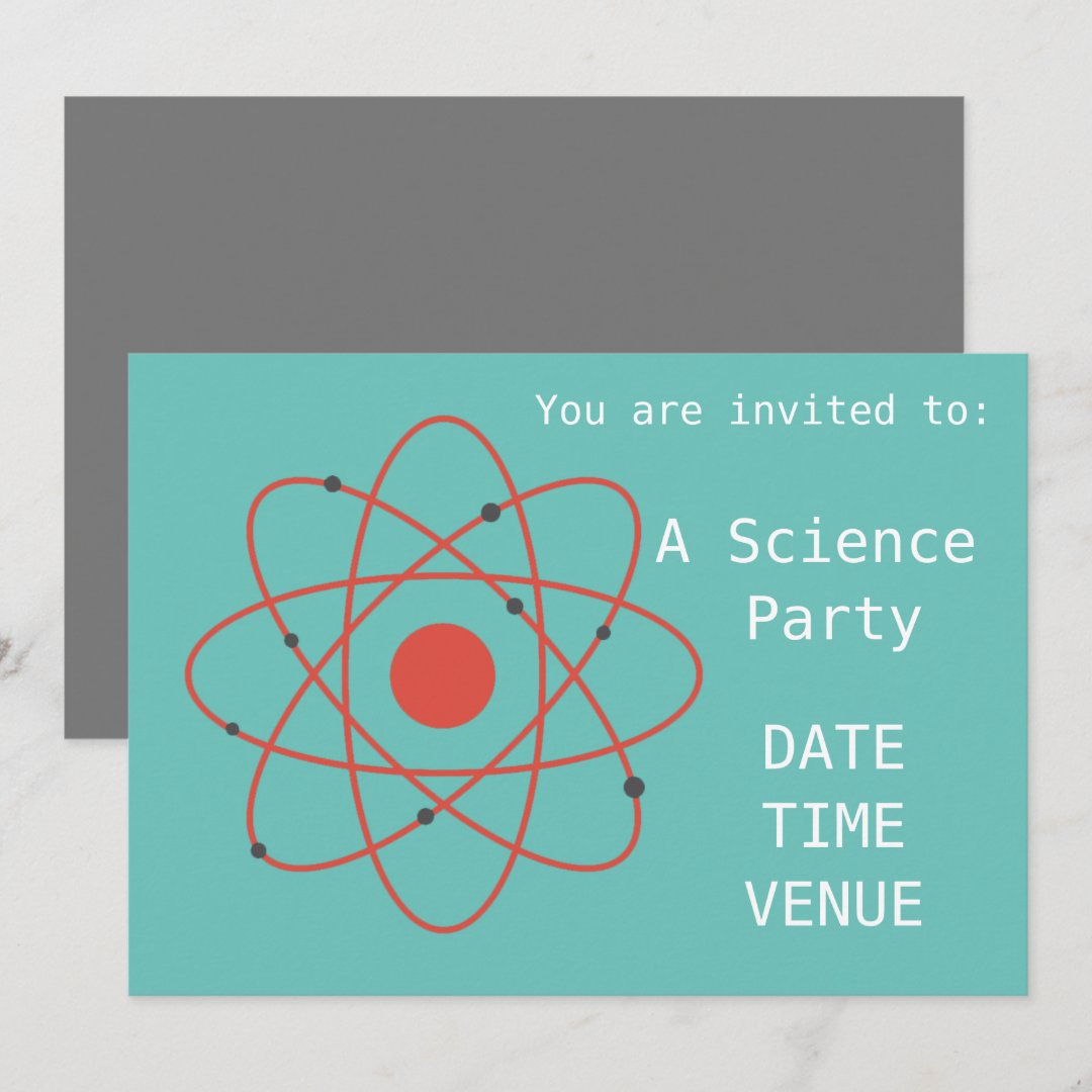 Science party atoms and physics Party Invitation | Zazzle