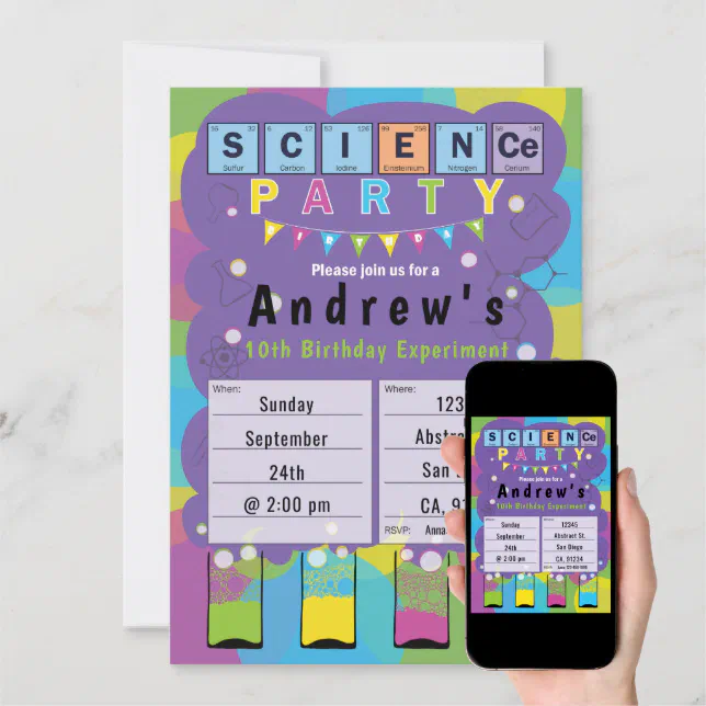Science Party - Kids Themed Birthday Party Invitation | Zazzle