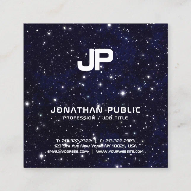 Science Physics Space Universe Monogram Plain Square Business Card | Zazzle