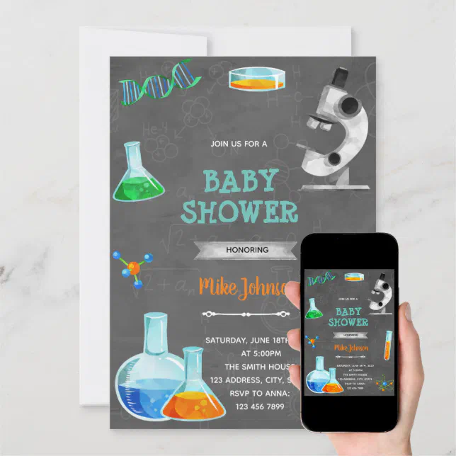 Science shower birthday invitation | Zazzle