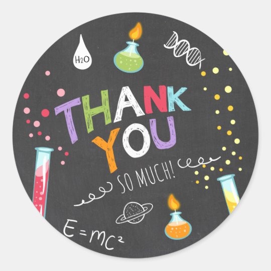 Science Sticker Thank you Birthday Favor tag Lab | Zazzle.com