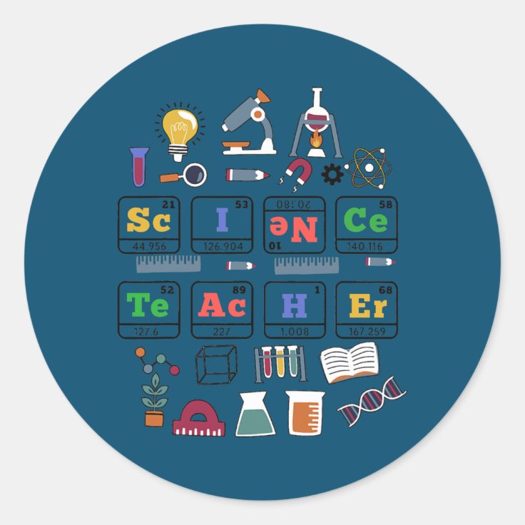 Science Teacher Periodic Table Chemistry Elements Classic Round Sticker ...