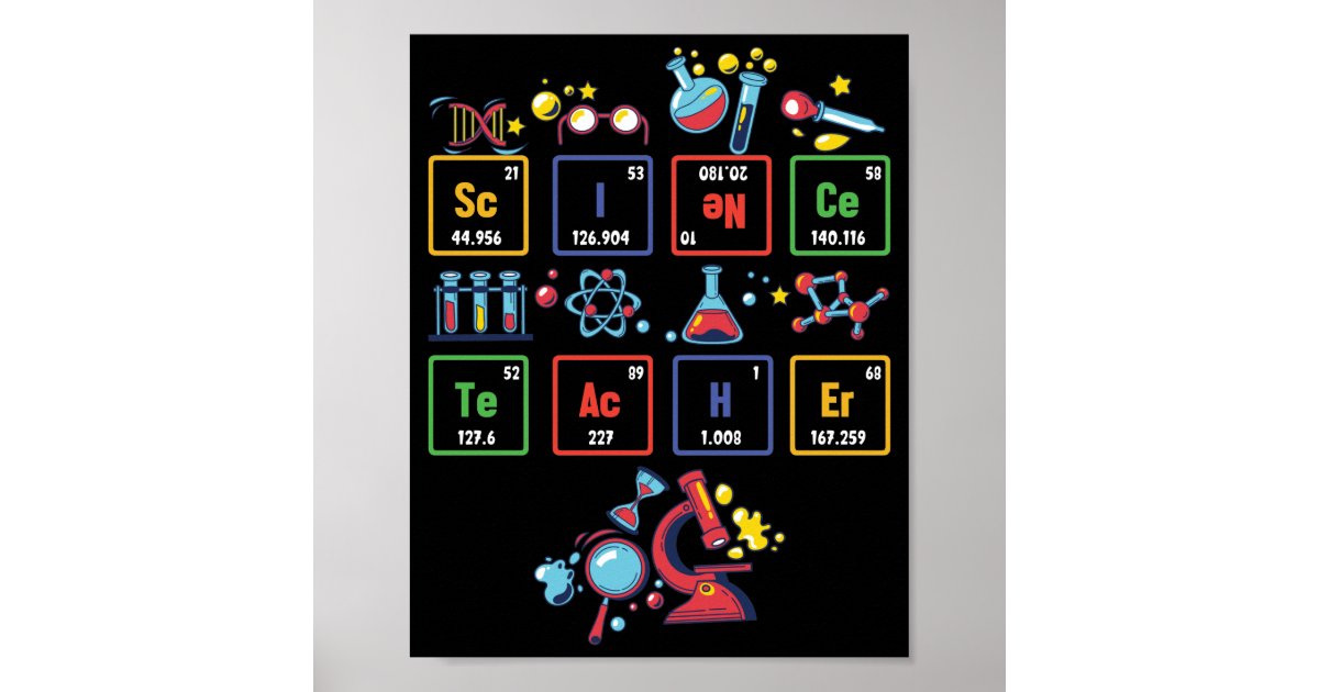 Science Teacher Periodic Table Chemistry Elements Poster | Zazzle