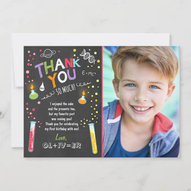 Science Thank You Card Experiment Birthday Boy | Zazzle