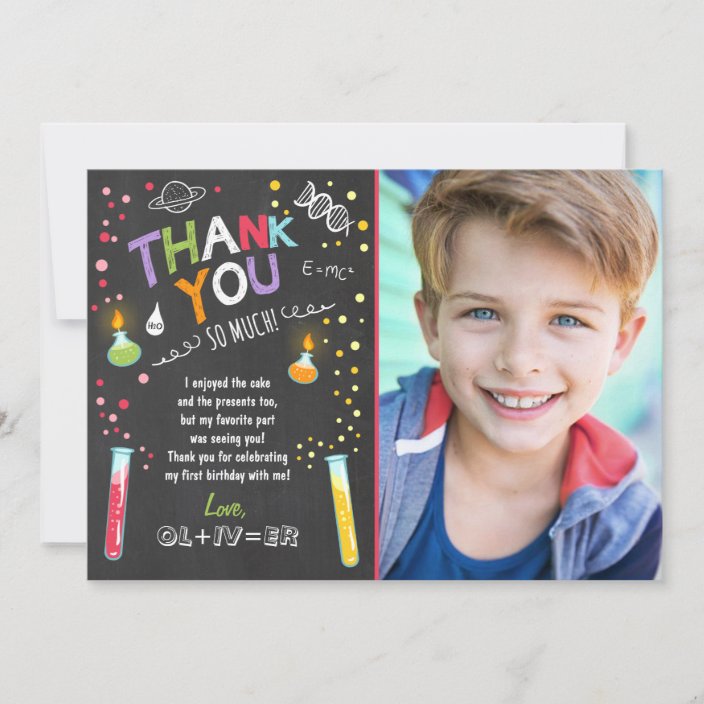Science Thank You Card Experiment Birthday Boy | Zazzle.com
