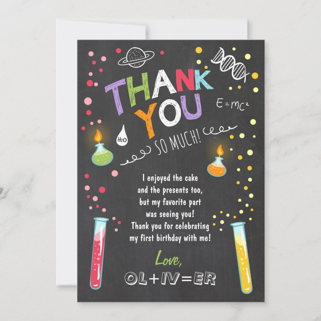 Science Thank You Card Experiment Birthday Boy | Zazzle