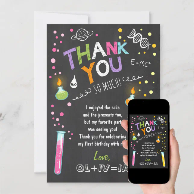 Science Thank You Card Experiment Birthday note | Zazzle