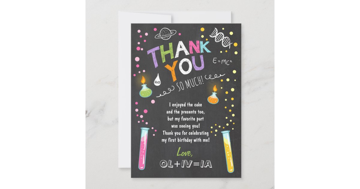 Science Thank You Card Experiment Birthday note | Zazzle