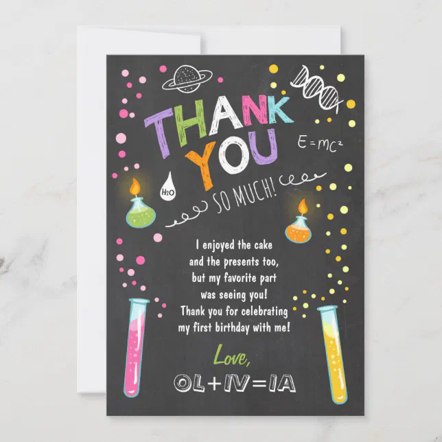 Science Thank You Card Experiment Birthday note | Zazzle