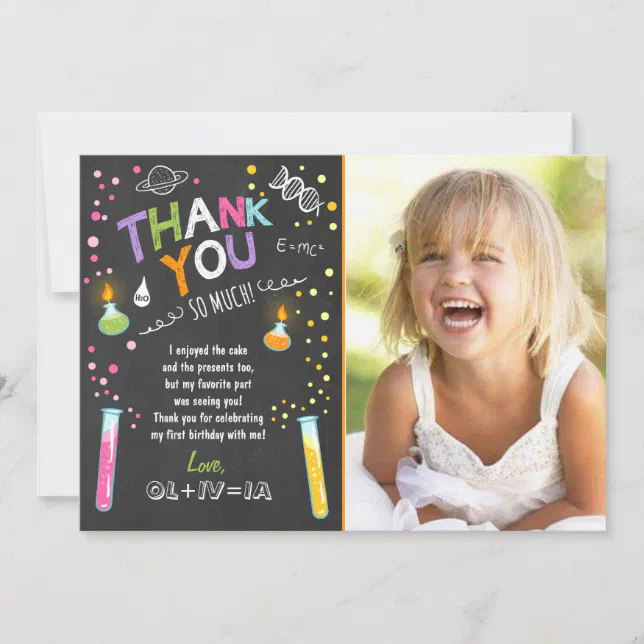 Science Thank You Card Experiment Birthday note | Zazzle