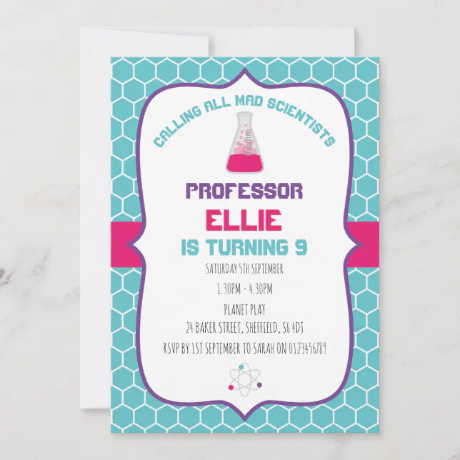 Science themed birthday party invitation | Zazzle