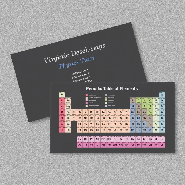 Sciences Physics Tutor - Periodic Table on Black Business Card | Zazzle