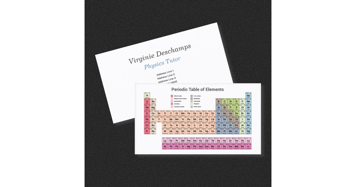 Sciences Physics Tutor - Periodic Table on White Business Card | Zazzle