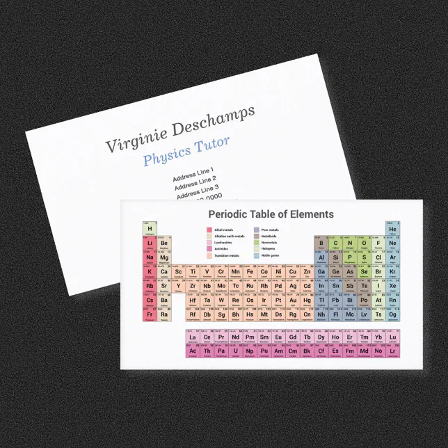 Sciences Physics Tutor - Periodic Table on White Business Card | Zazzle