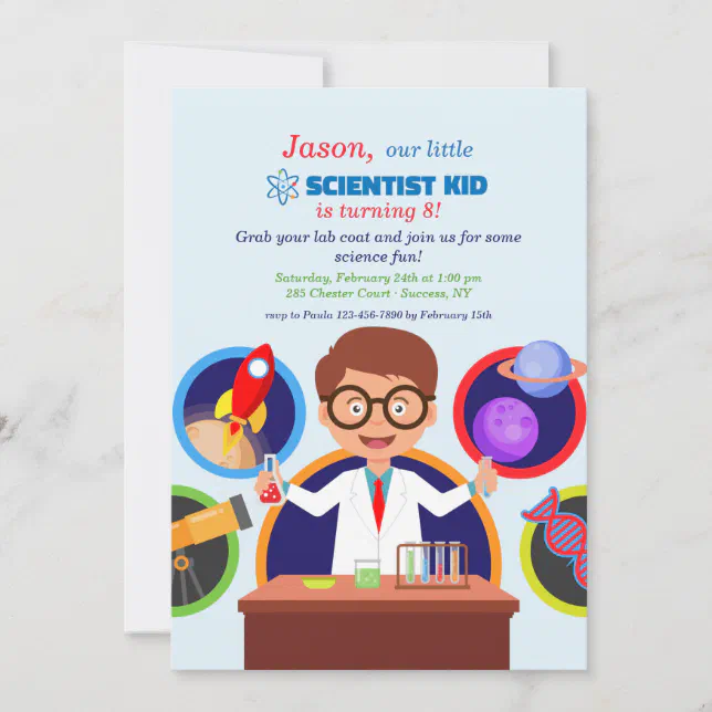 Scientist Kid Birthday Party Invitation | Zazzle
