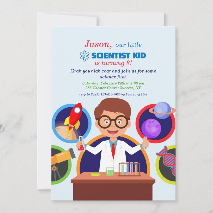 Scientist Kid Birthday Party Invitation | Zazzle