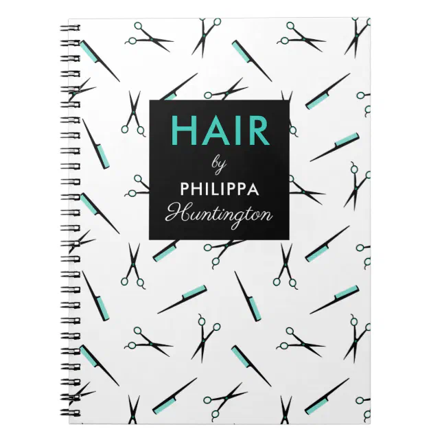 Scissors & Combs Pattern Hair Stylist Notebook | Zazzle