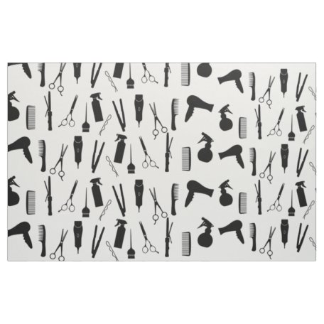 Hair stylist tools pattern fabric | Zazzle