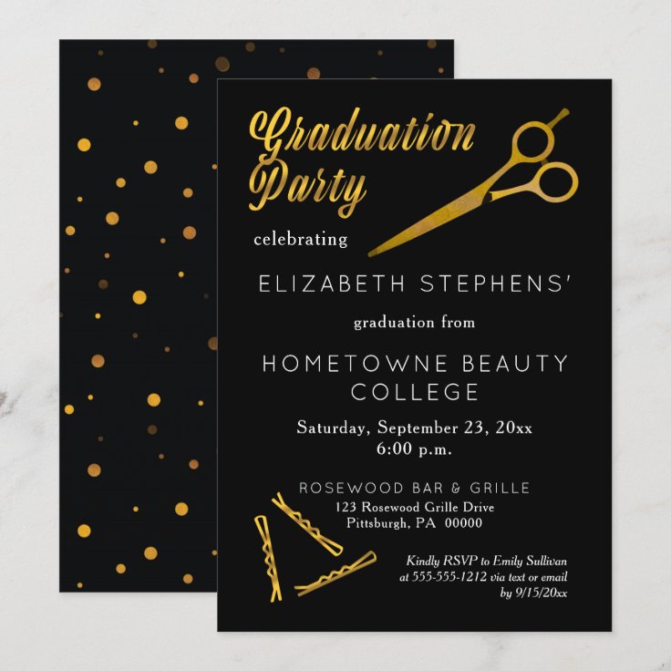 Scissors | Hairpin Beauty School Graduation Party Invitation | Zazzle