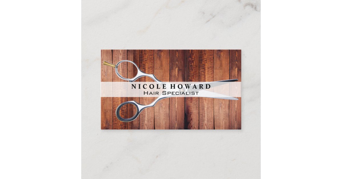 Scissors | Wooden Boards Business Card | Zazzle