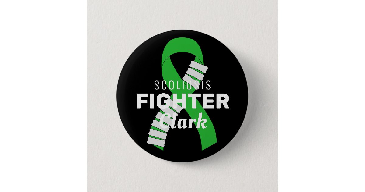 Scoliosis Fighter Ribbon Black Button | Zazzle