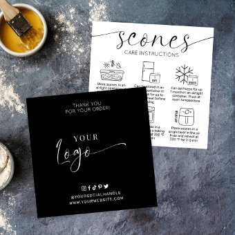Scones Instructions Modern Minimal Logo Bakery Square Business Card ...