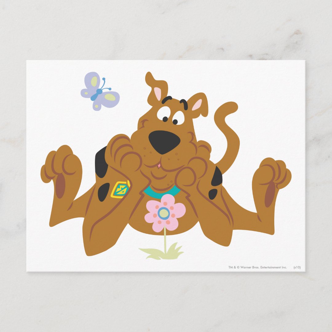 Scooby-Doo Admiring Flower Postcard | Zazzle