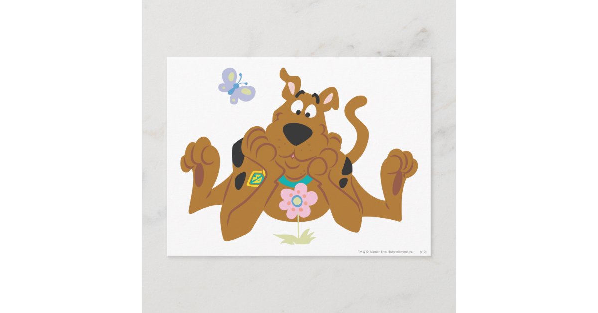 Scooby-Doo Admiring Flower Postcard | Zazzle