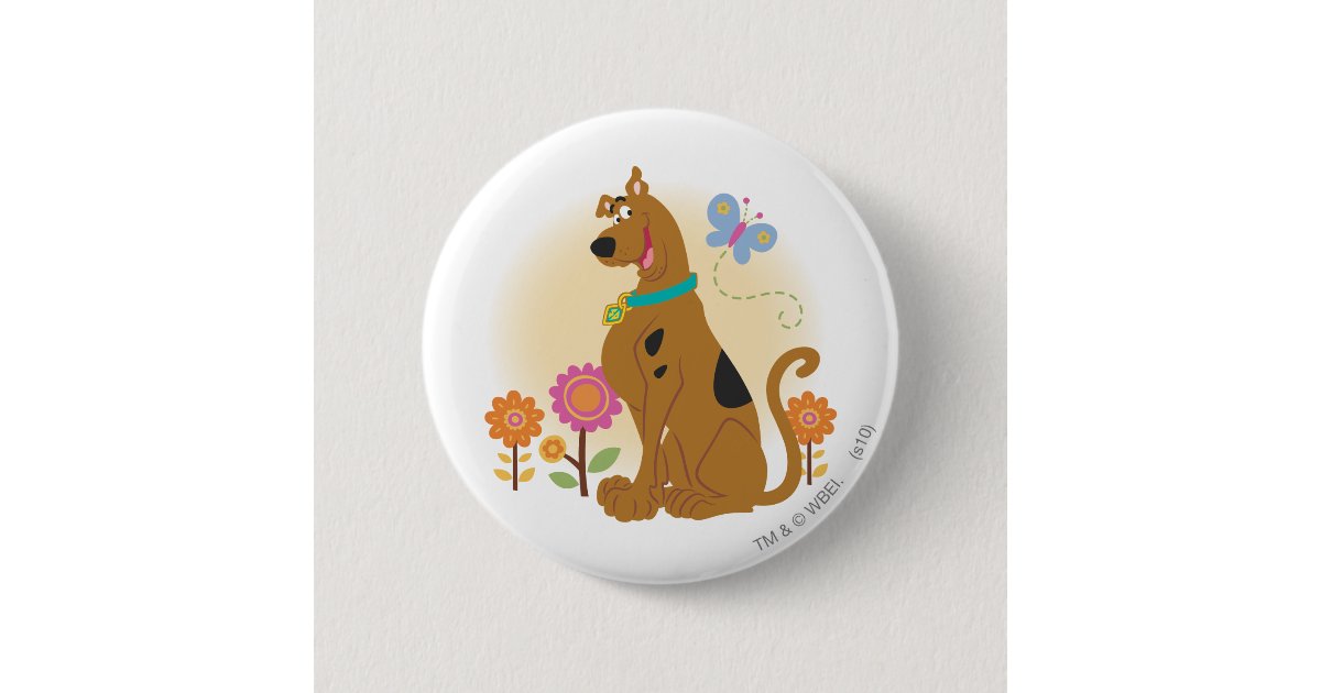 Scooby-Doo Following Butterfly Button | Zazzle