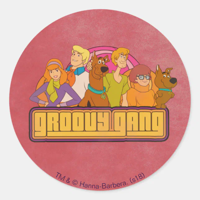 Scooby-Doo | "Groovy Gang" Retro Cartoon Graphic Classic Round Sticker ...