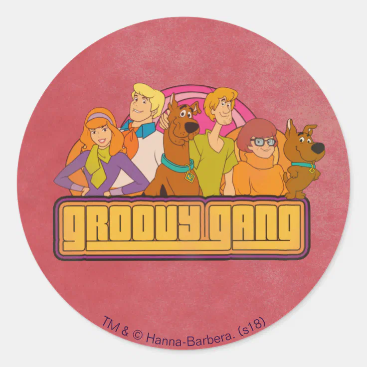 Scooby Doo Groovy Gang Retro Cartoon Graphic Classic Round Sticker
