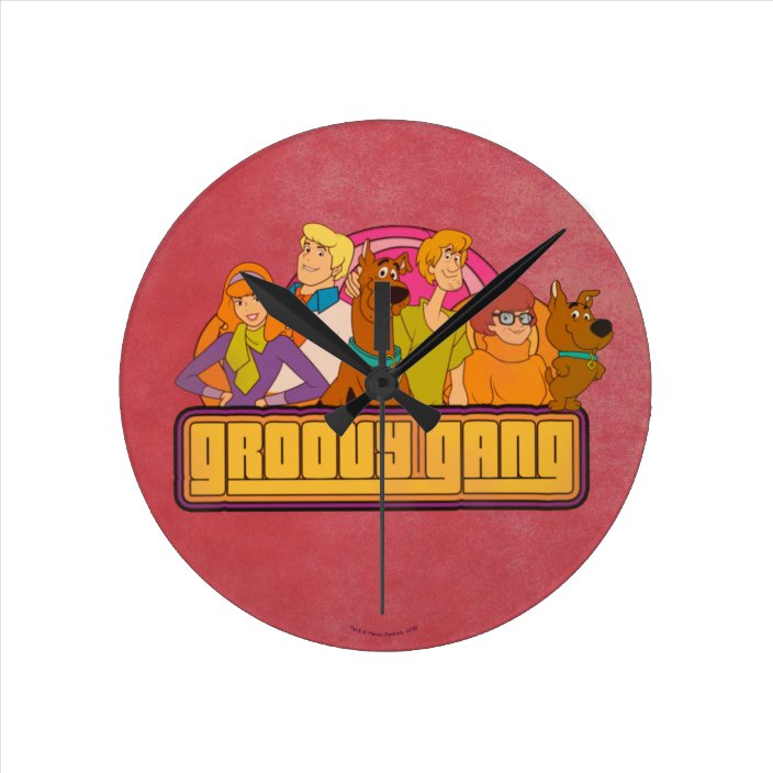 Scooby-Doo | "Groovy Gang" Retro Cartoon Graphic Round Clock | Zazzle.com