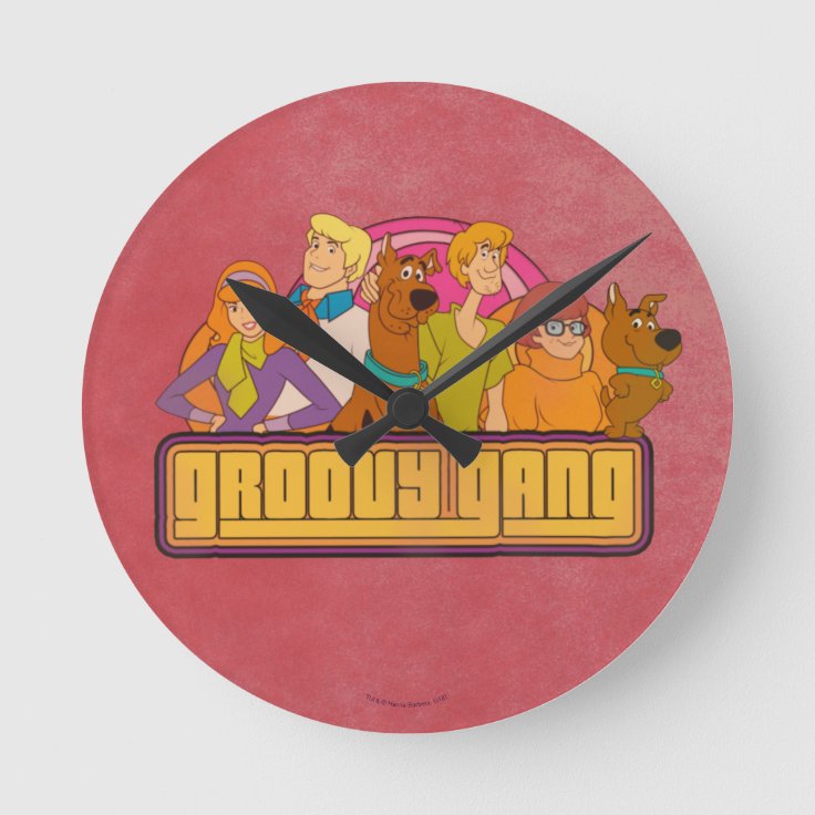 Scooby-Doo | "Groovy Gang" Retro Cartoon Graphic Round Clock | Zazzle