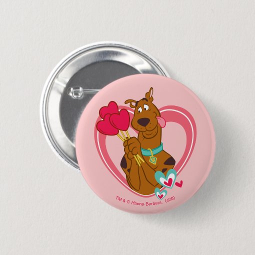 Scooby-Doo Holding Heart Lolipops Button | Zazzle