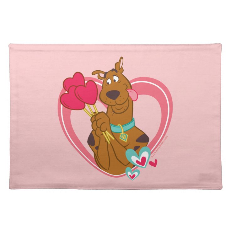 Scooby-Doo Holding Heart Lolipops Cloth Placemat | Zazzle