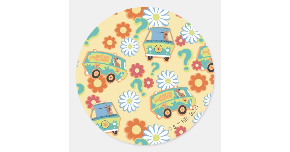 Scooby-Doo Mystery Machine Flower Pattern Classic Round Sticker | Zazzle