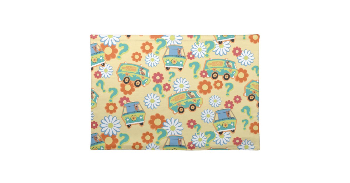 Scooby-Doo Mystery Machine Flower Pattern Cloth Placemat | Zazzle