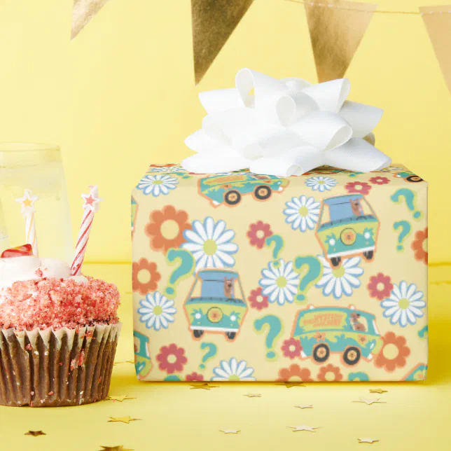 Scooby-Doo Mystery Machine Flower Pattern Wrapping Paper | Zazzle