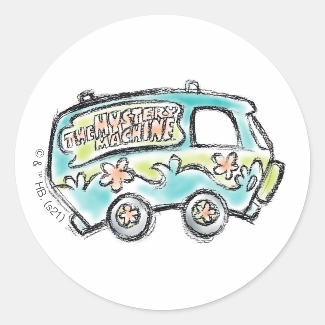Scooby-Doo | Mystery Machine Sketch Classic Round Sticker | Zazzle