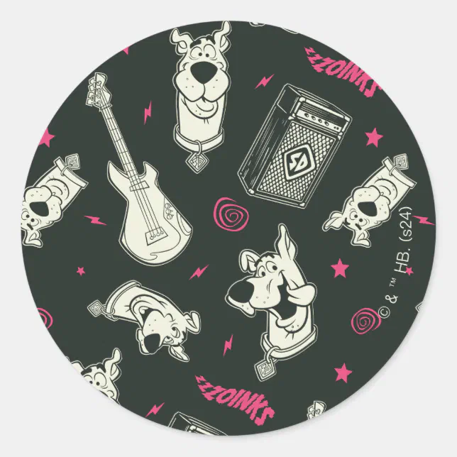 Scooby-Doo Punk Guitar and Amp Pattern Classic Round Sticker | Zazzle