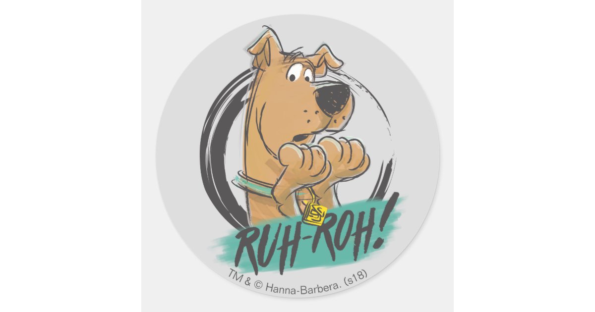 Scooby-Doo "Ruh Roh!" Marker Sketch Classic Round Sticker | Zazzle