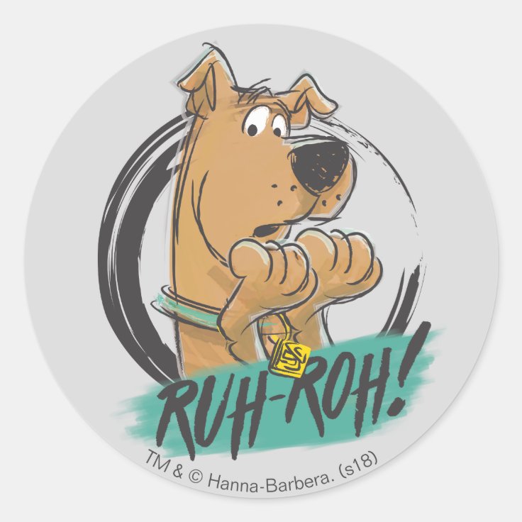Scooby-Doo "Ruh Roh!" Marker Sketch Classic Round Sticker | Zazzle