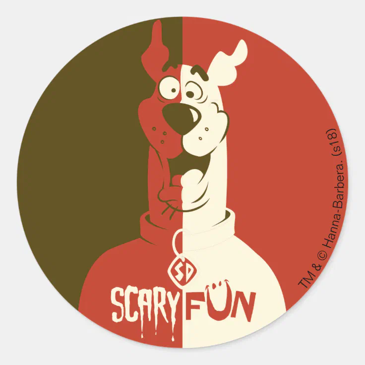 Scooby-Doo "Scary Fun" Classic Round Sticker | Zazzle