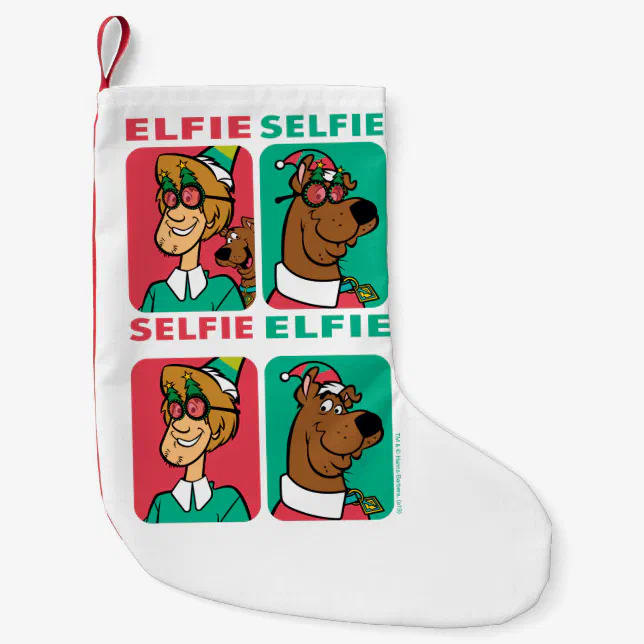 Scooby-Doo & Shaggy "Elfie Selfie" Small Christmas Stocking | Zazzle